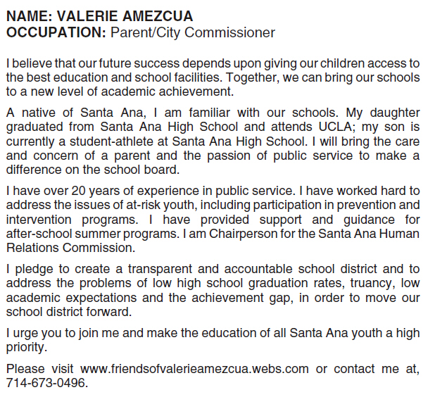 SAUSD School Board candidates’ ballot statements
